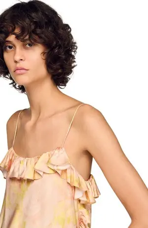 Sandro Flower Print Crop Top