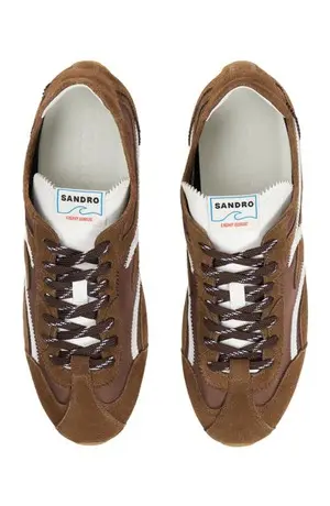 Sandro Light Wave Sneakers In Suede Leather