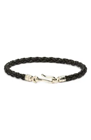 Caputo & Co Twisted Braid Leather Bracelet - Black