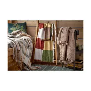 TAG Warm Wishes Multicolor Check Throw Blanket Cozy Acrylic