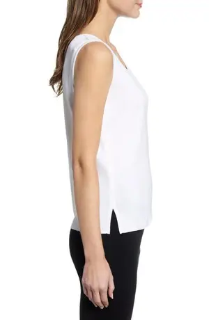 Ming Wang Scoop Neck Sweater Tank - White