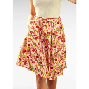 MODCLOTH Perfectly Pleated Button Front Skirt - Kitschy Coastal