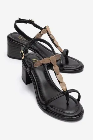 FOREVER & ALWAYS SHOES Serona Leather Block Heel Sandal - Black