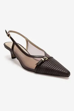 PROLOGUE SHOES Laviera Mesh Slingback Pump - Brown