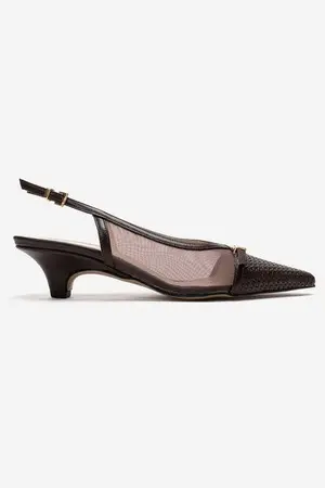 PROLOGUE SHOES Laviera Mesh Slingback Pump - Brown