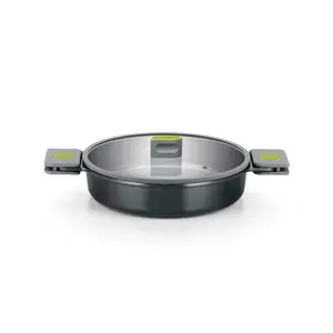 BRA COOKWARE Life Ceramic Nonstick Sauté Pan W/glass Lid, 12.5 Inch - Black