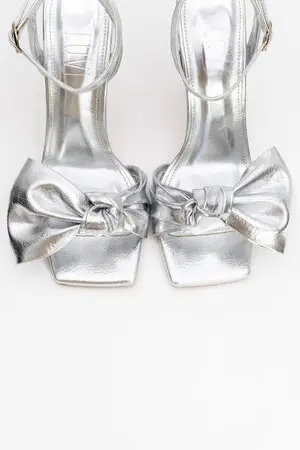 PROLOGUE SHOES Pila Ankle Strap Stiletto Sandal - Silver