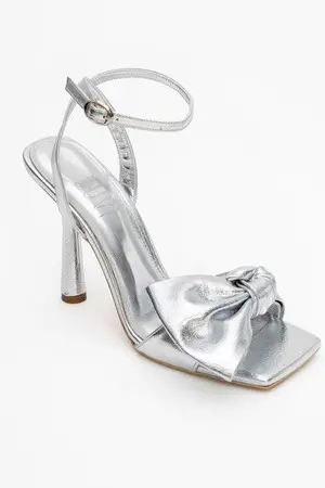 PROLOGUE SHOES Pila Ankle Strap Stiletto Sandal - Silver