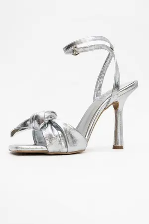 PROLOGUE SHOES Pila Ankle Strap Stiletto Sandal - Silver