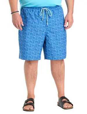 HARBOR BAY BY DXL Big & Tall Wave Print Swim Trunks - Blue Multi