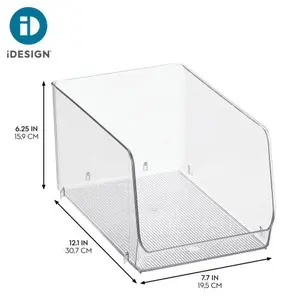 IDESIGN Plastic Stackable Open Front Storage Bin, Easy Access Organizer For Pantry Or Cabinet
