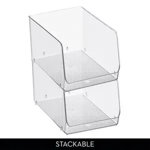 IDESIGN Plastic Stackable Open Front Storage Bin, Easy Access Organizer For Pantry Or Cabinet