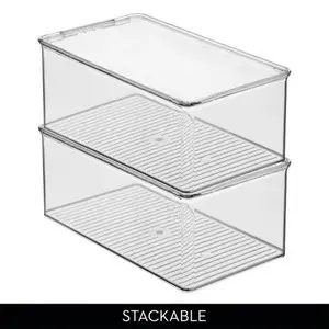 IDESIGN Stackable Shoe Box With Hinged Lid For Wedges, Sandals