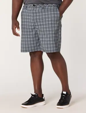 REEBOK Big & Tall Plaid Tech Golf Shorts - Grey