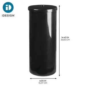IDESIGN Freestanding Toilet Paper Canister With Lid For 3 Extra Rolls