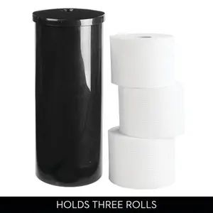 IDESIGN Freestanding Toilet Paper Canister With Lid For 3 Extra Rolls