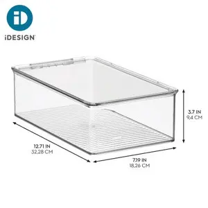 IDESIGN Stackable Plastic Shoe Box With Hinged-lid For Sneakers, Sandals, And Flats, Set Of 4