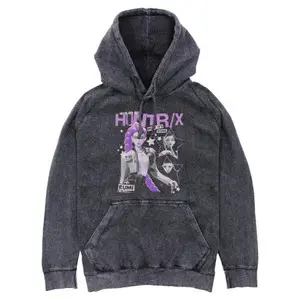 KPOP DEMON HUNTERS Pop Star Huntrix Rumi Graphic Mineral Wash Hoodie - Black