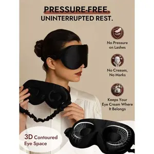 SILKSILKY 22 Momme Pure Silk 3d Contoured Eye Mask - Black