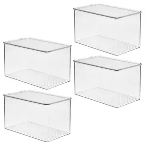 IDESIGN Stackable Plastic Shoe Boxes With Lids, Storage Shoe Container For Closet - Clear