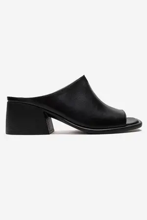 FOREVER & ALWAYS SHOES Sorex Leather Block Heel Sandal - Black