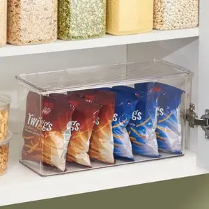 IDESIGN Plastic Stackable Hinged-lid Pantry Or Kitchen Storage Boxset Of 4
