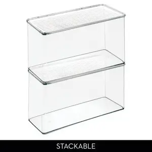 IDESIGN Plastic Stackable Hinged-lid Pantry Or Kitchen Storage Boxset Of 4