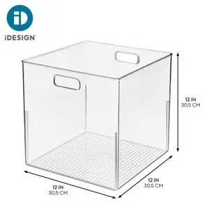 IDESIGN Large Linus Plastic Storage Bin With Handles