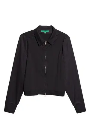 EMILY DAWN LONG Canopy Zip-up Cotton Poplin & Jersey Shirt Jacket