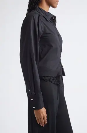 EMILY DAWN LONG Canopy Zip-up Cotton Poplin & Jersey Shirt Jacket