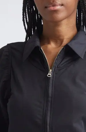 EMILY DAWN LONG Canopy Zip-up Cotton Poplin & Jersey Shirt Jacket