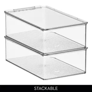 IDESIGN Stackable Plastic Shoe Box With Hinged-lid For Sneakers, Sandals, And Flats