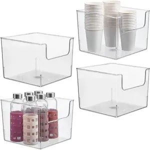 IDESIGN Open-front Storage Bin For Kitchen, Pantry, Bathroom, Office, Set Of 4 - Clear