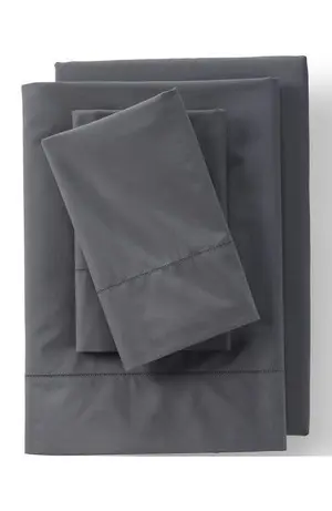 LANDS' END 300 Thread Count Cotton Percale Bed Sheet Set - Rich Steel
