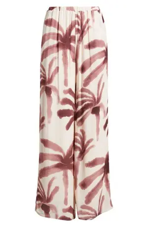 A.REN Isle Palm Tree Print Wide Leg Pants