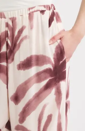 A.REN Isle Palm Tree Print Wide Leg Pants