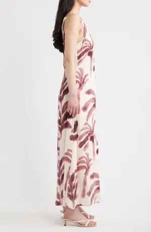 A.REN Sleeveless Tropical Print Maxi Dress