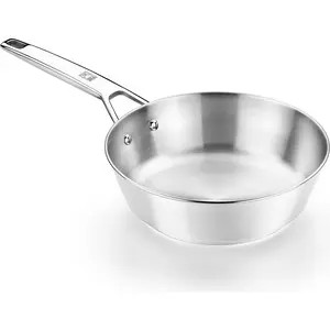 BRA COOKWARE Signature Stainless Steel Professional Deep High Side Frypan - Silver