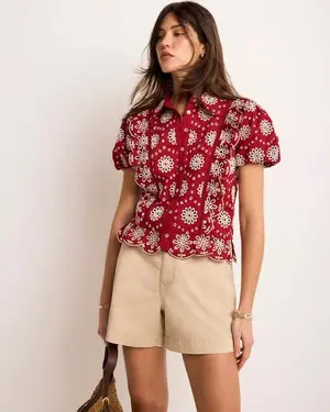 Mint Velvet Embroidered Puff Sleeve Blouse