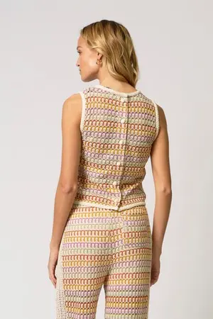 Central Park West Sleeveless Crochet Knit Top