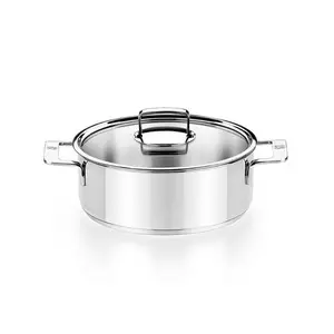 BRA COOKWARE Signature Stainless Steel Stock Pot W/glass Lid, 9.5-inch - Silver