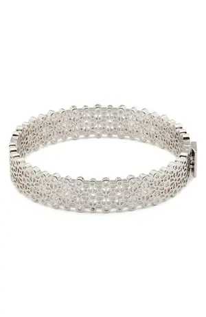 Kate Spade New York Thin Bangle With Floral Motif - Silver