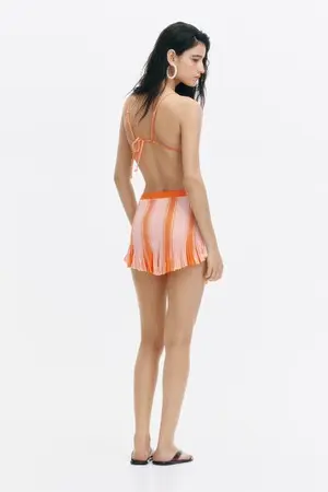 H&m Knitted Viscose Shorts With Flounced Legs