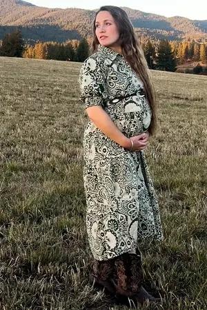 PINKBLUSH Floral Collared Tiered Maternity Midi Dress