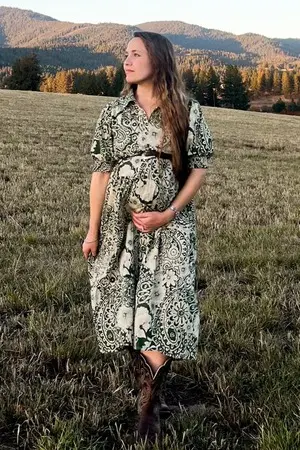 PINKBLUSH Floral Collared Tiered Maternity Midi Dress