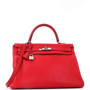 Hermès Kelly Handbag Clemence With Palladium Hardware 35