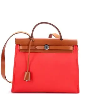 Hermès Herbag Zip Leather And Toile 31 - Red
