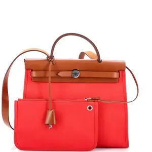 Hermès Herbag Zip Leather And Toile 31 - Red