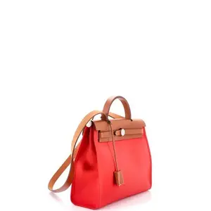 Hermès Herbag Zip Leather And Toile 31 - Red