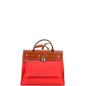 Hermès Herbag Zip Leather And Toile 31 - Red